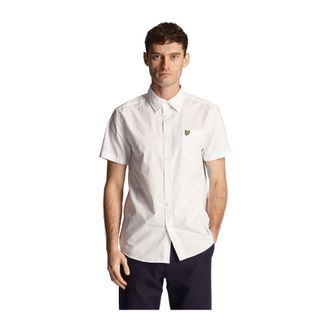 Lyle & Scott Homme, Chemises, Blanc, Taille: S Chemise Popeline Unie &agrave; Manches Courtes