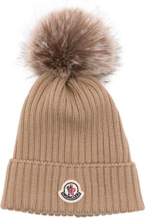 Moncler Bommelm&uuml;tze aus Fell - - Accessories - unisex - Beige - S