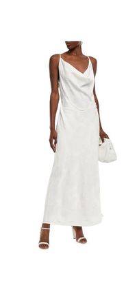 Victoria Beckham White Jacquard Cowl Neck Maxi Dress Size S