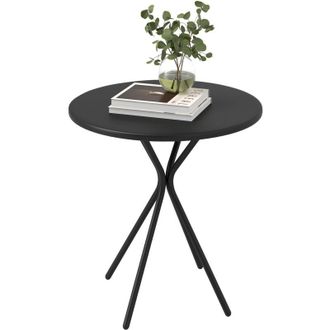 OUTSUNNY Gartentisch &Oslash;60 x 70 cm, Wetterfest Balkontisch aus Stahl, Runder Esstisch mit Fu&szlig;polster Outdoor Campingtisch Beistelltisch, Terrassentisch f&uuml;r