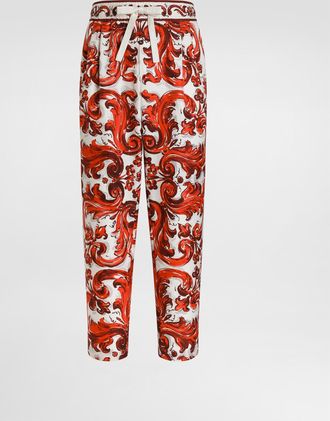 Dolce & Gabbana Jogginghose Aus Jacquard Mit Majolika-print - Mann Hosen Und Shorts Multicolor 48