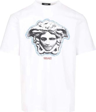 Versace Homme, Tops, Blanc, Taille: 2XL T-shirt regular en jersey de coton imprim&eacute;
