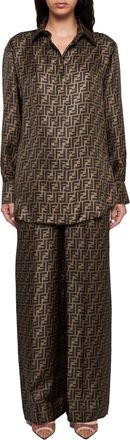 Fendi FF Jacquard Silk Shirt - Brown