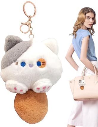 Generic Porte-cl&eacute;s en peluche chat pour Carr | Porte-cl&eacute;s chat pour cl&eacute;s de voiture, sac &agrave; main, accessoires de sac &agrave; dos, pendentif chat en peluche, porte-cl