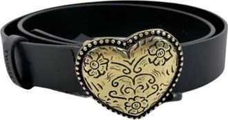 Twinset Femme, Accessoires, Noir, Taille: S Heart Buckle Leather Belt