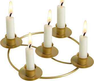 Generico Goldener Kerzenhalter, runde Tischdekoration, Vintage-Stil, f&uuml;r Adventskranz, f&uuml;r Zuhause, K&uuml;che, Wohnzimmer, Bauernhof, Kamin, Restaurant, Bar, Esszi