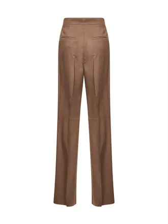 Max Mara Womens Hazelnut Twill Straight Trousers Virgin Wool
