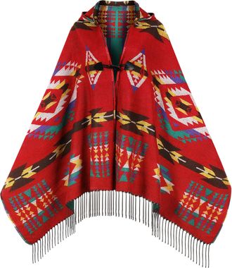 Uyuni Candles Womens Bohemian Casual Shawl Fringe Poncho Cashmere Loose Vintage Patterned Cardigan
