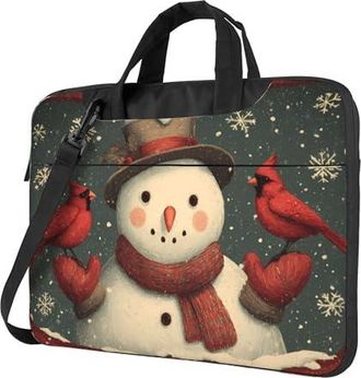Generic Sac pour ordinateur portable de 15,6, housse de protection antichoc avec bandouli&egrave;re pour ordinateur portable de 15,6, motif oiseau rouge de No&euml;l, mul
