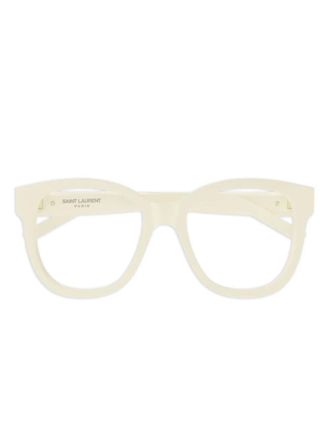 Saint Laurent Eyewear lunettes de vue à plaque logo - Blanc
