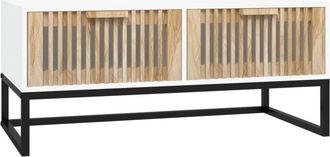 vidaXL Table basse blanc 80x40x35 cm Bois ding&eacute;nierie et fer Vidaxl