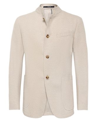 Joop Einreihiges Sakko mit Stehkragen und Fischgr&auml;twebstruktur in