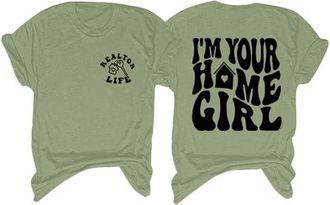 Generic Chemise unie à manches courtes pour femme - Coupe ample - Col rond - Imprimé ample - Décontracté - Haut à manches courtes - Vêtements pour la vie quot