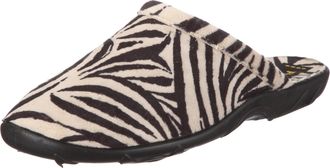 Fischer Markenschuh Fischer Damen Paula Zebra Hausschuhe, Beige/beigeschwarz