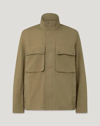 Belstaff Veste Hayfield Pour Homme Garment Dye Cotton Linen Vert Arm&eacute;e 2xl