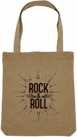 Fabulous Sac Shopping Tote Bag Aspect Lin - Rock and Roll Musique Musicien Guitare Basse - Sac de Courses Toile Epaisse 360g Beige Naturel Cabas Port&eacute; Epaule S
