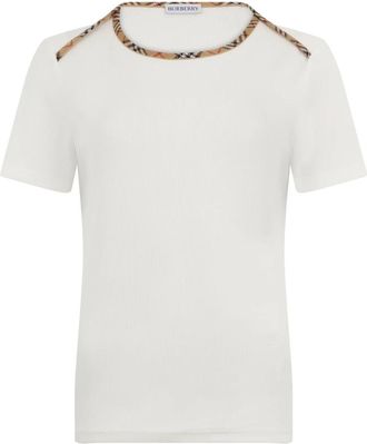 Burberry Femme, Tops, Blanc, Taille: 40 FR T-shirt en coton c&ocirc;tel&eacute;