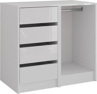 Vicco Kommode Sherry, Weiß/Weiß Hochglanz, 80.2 x 76 cm 2 Teile