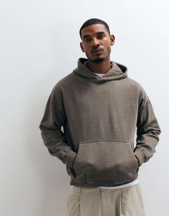 Abercrombie & Fitch sweat &agrave; capuche essentiel marron d&eacute;lav&eacute;