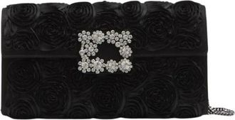 Roger Vivier Femme, Sacs, Noir, Taille: ONE Size Rose Vivier Sculptural Satin Clutch