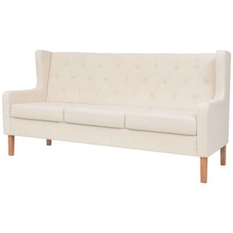 vidaXL Vidaxl - Canap&eacute; &agrave; 3 places Tissu Blanc cr&egrave;me