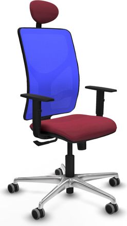 Piqueras y Crespo B&uuml;rostuhl, ideal f&uuml;r die Arbeit, mit 1D-Armlehnen, h&ouml;henverstellbare Lendenwirbelst&uuml;tze und festes Kopfteil, ausgestattet mit 3 Positionen, Blau/Kasta