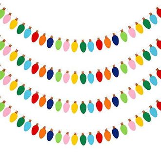 Boao 4 Sets Weihnachts-Filz-Lichtgirlanden Regenbogen Lichter Birnen Girlande für Weihnachten Party Home Dekorationen