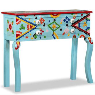 vidaXL Konsolentisch Massivholz Mango Blau Handbemalt vidaXL