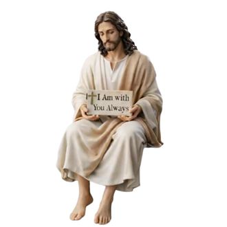 Generic Serene Sitting Jesus Desk Statue,Handcrafted Resin Figurine with Inspirational Sign,Calming Shelf & Desk Decor for Home,Office,and Christian Gifts (Bi