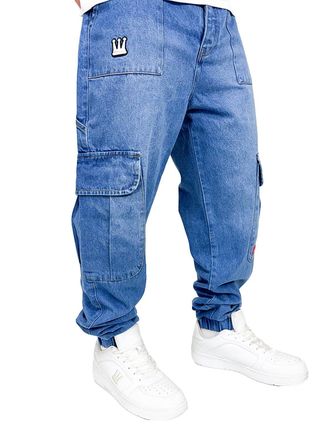 Dada Worker Baggy Jeans mit Cargo-Taschen Blau, Farben:Blau, Gr&ouml;&szlig;e Jeans:32W
