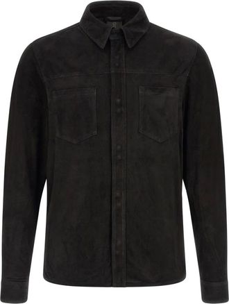 Giorgio Brato Homme, Chemises, Noir, Taille: 3XL Suede Shirt