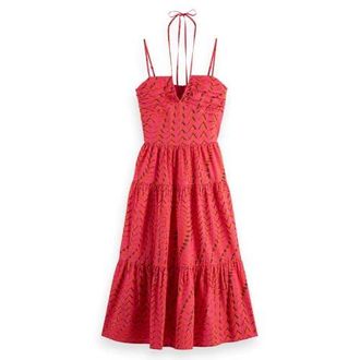 Scotch & Soda Robe midi en Coton Seersucker, House of Mirrors Pink 638, 36