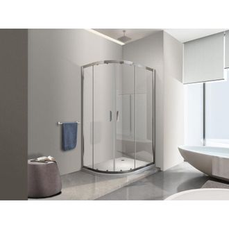 Nala Cabine de Douche de 6 mm angulaire semi-circulaire avec profil chrom&eacute;, compris de receveur douche H.190 - 80 x 120 droit
