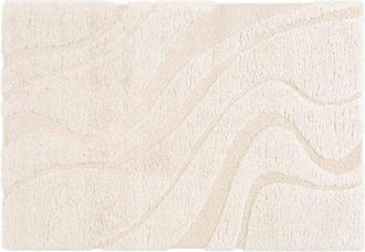 Oviala Oviala - Tapis rectangulaire à poils longs motif ondulé écru 120 x 170 cm