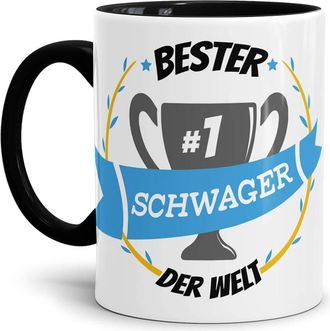 Tassendruck Kaffee-Tasse Bester Schwager Innen & Henkel Schwarz/Lustig/Fun/Mug/Cup/Geschenk/Beste Qualität - 25 Jahre Erfahrung