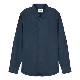 Olaf Hussein Homme, Chemises, Bleu, Taille: L Stitched Striped Relaxed Shirt