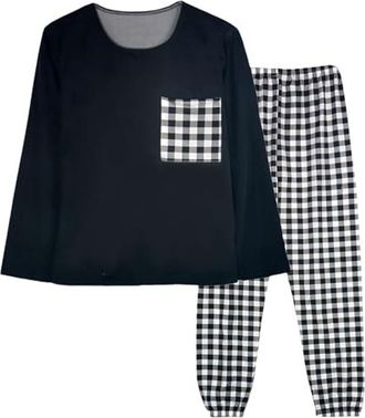 Generic Ensemble de vêtements de détente 2 pièces pour femme - Ensemble de pyjama chaud à col rond pour femme - Pyjama de nuit pour femme - Ensemble de vêteme