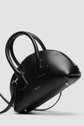 Patou Smooth Calf Leather Bowling Bag - Black