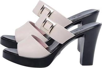 Generic Sandales dété à semelles épaisses et à talons hauts pour femme - Taille 45, blanc, 3.5 UK 3X-Narrow