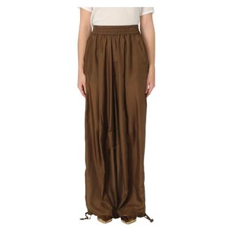 Philosophy di Lorenzo Serafini Femme, Pantalons, Brun, Taille: 38 FR Pantalon Large en Soie Habotai Lav&eacute;e