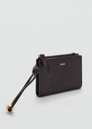 Mango Petit portefeuille avec mini perles chocolat - Femme - Taille unique - MANGO