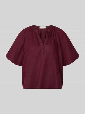 Christian Berg Boxy Fit Leinenbluse mit V-Ausschnitt