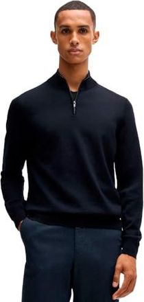 BOSS Hommes Ebenji Pull en Laine Vierge &agrave; Encolure zipp&eacute;e