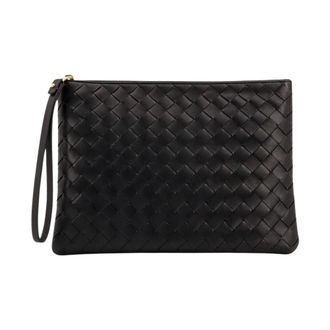Bottega Veneta Femme, Sacs, Noir, Taille: ONE Size Pochette en cuir Intrecciato