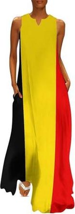 Generic Robes D&Eacute;t&eacute; pour Femmes Robe Longue Imprim&eacute;e D&Eacute;t&eacute; pour Femme sans Manches avec Poches Cach&eacute;es Id&eacute;ale Plage, F&ecirc;te Et Voyage Belgique