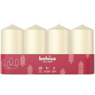 Bolsius Bolsius - Adventszeit - Stumpenkerze - elfenbein - 10cm - 4-Pack - Dekorative Kerze - Mit natürlichem Pflanzenwachs - Ohne Palmöl