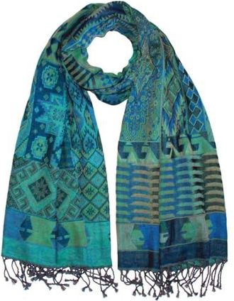 Lorenzo Cana Lorenzo Cana 7869911 - &Eacute;charpe pour homme - 90 % coton avec 10 % laine - Fibre naturelle - Franges tiss&eacute;es - Turquoise - Multicolore - 70 x 180 cm