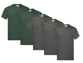 Fruit Of The Loom Herren T-Shirt Original T M L XL XXL 3XL 4XL 5XL auch Farbsets, 3Graphit 2Flaschengr&uuml;n, 3XL (5er Pack) + 1HL-Kauf Notizblock