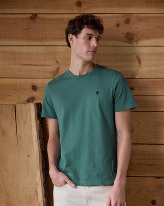 Faguo T-shirt vert clair gris&eacute; coton recycl&eacute;