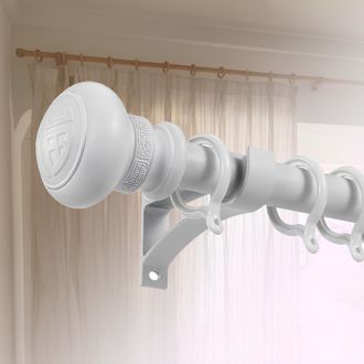 Generic R&ouml;mische Gardinenstange F&uuml;r Fenster - 70-600cm - Premium Aluminium - Dekorative Vorhangstange - Holzmaserung Design - Mit Endkappen Und Rolle - Anpass